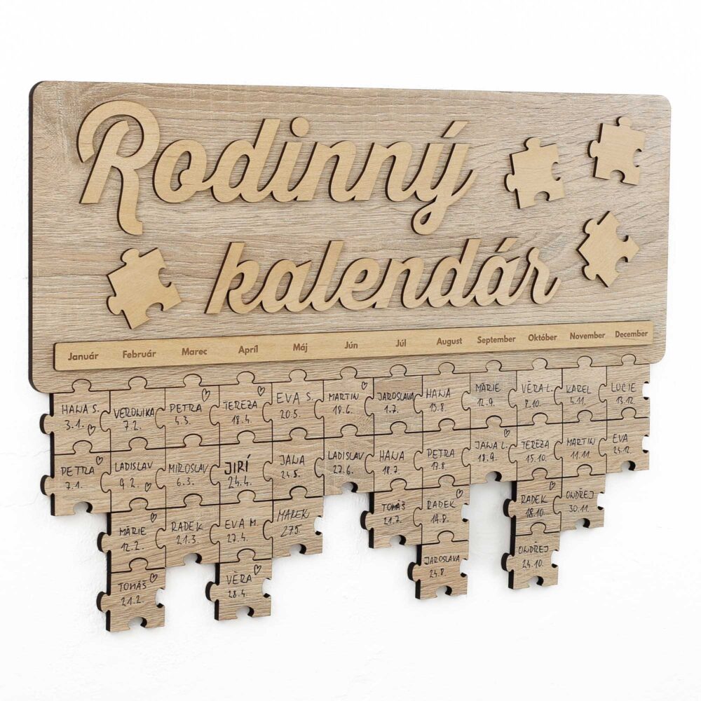 Rodinný kalendár - Puzzle - Dub sonoma | DrevoĎed.sk